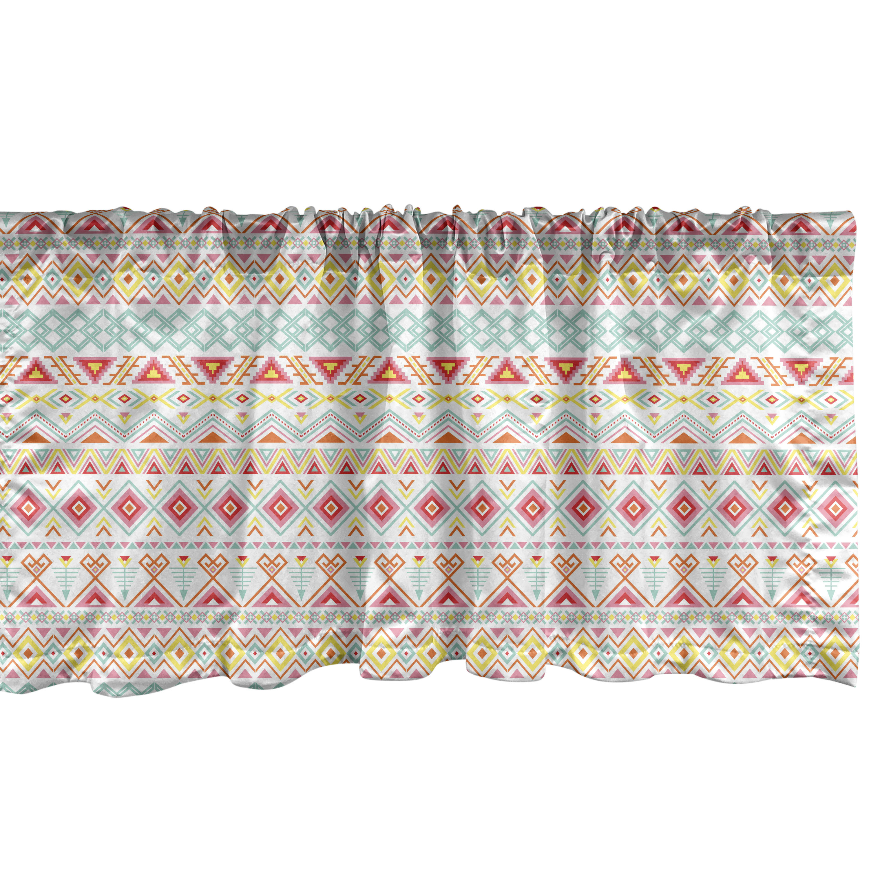 Ambesonne Tribal Valance Pack of 2 Native Style Aztec Art - Yellow Pink ...