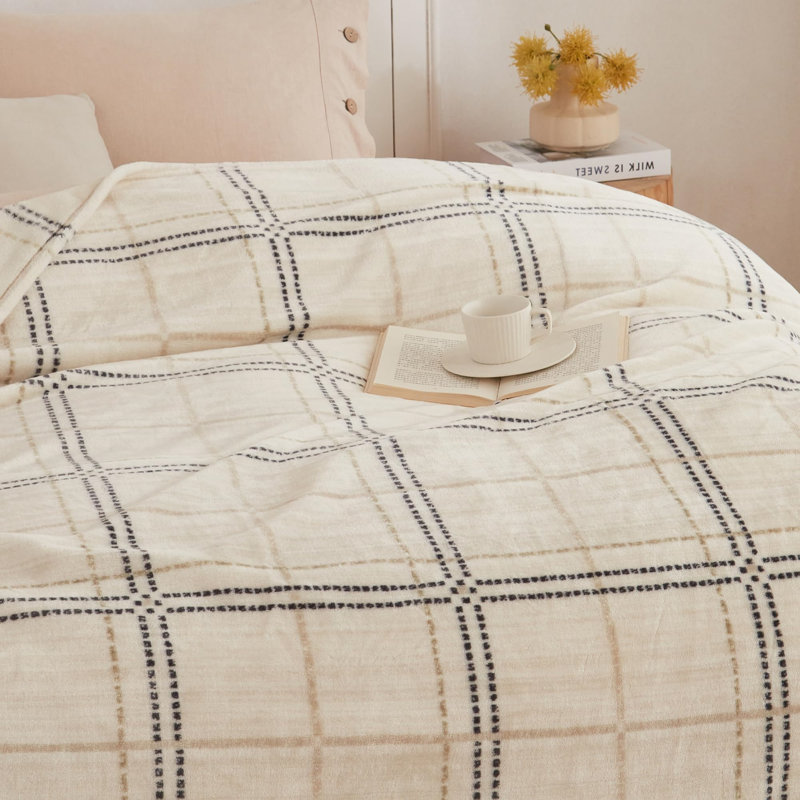 HIRVOK Cozy Checkered Fleece Throw Blanket | Wayfair