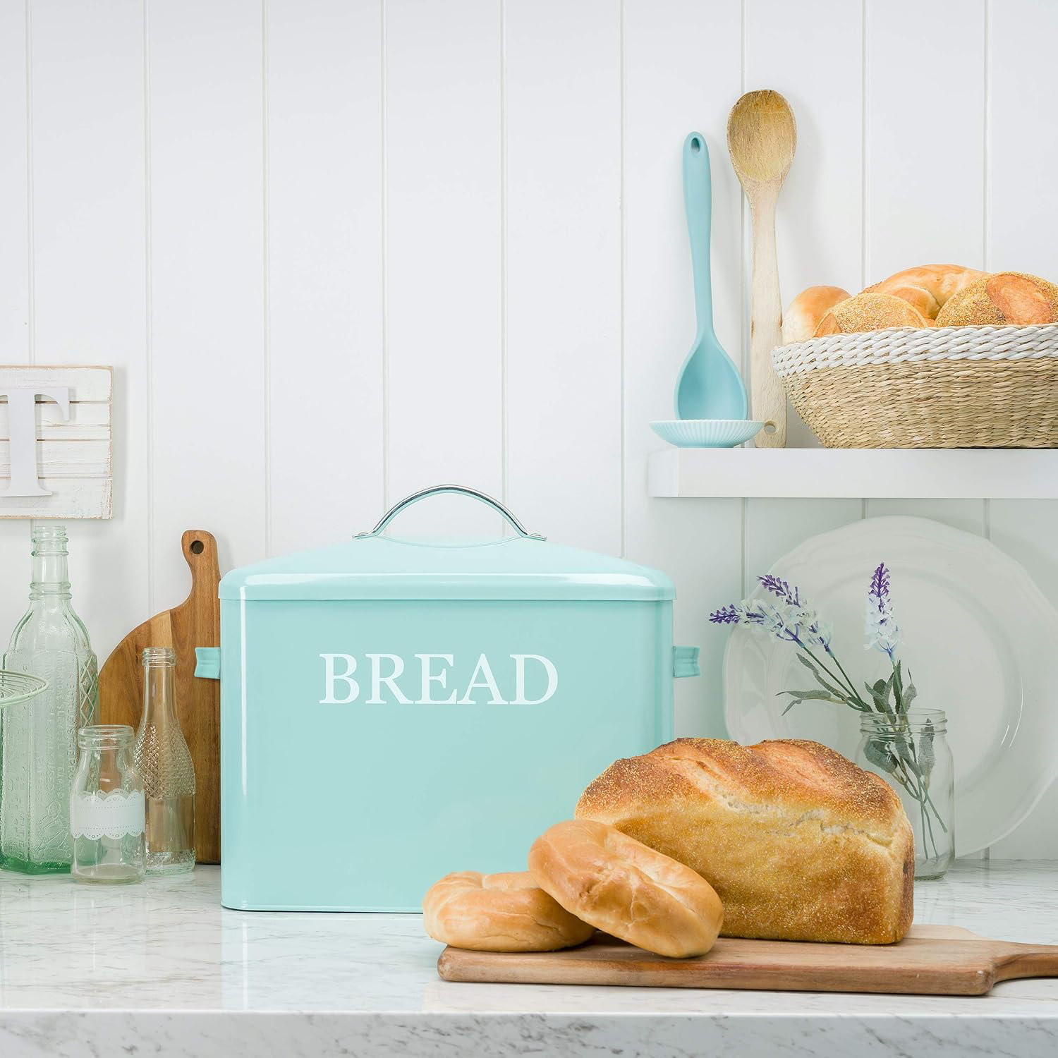 Hokku Designs Extra Large Bread Box Teal Bread Boxes For Kitchen ...