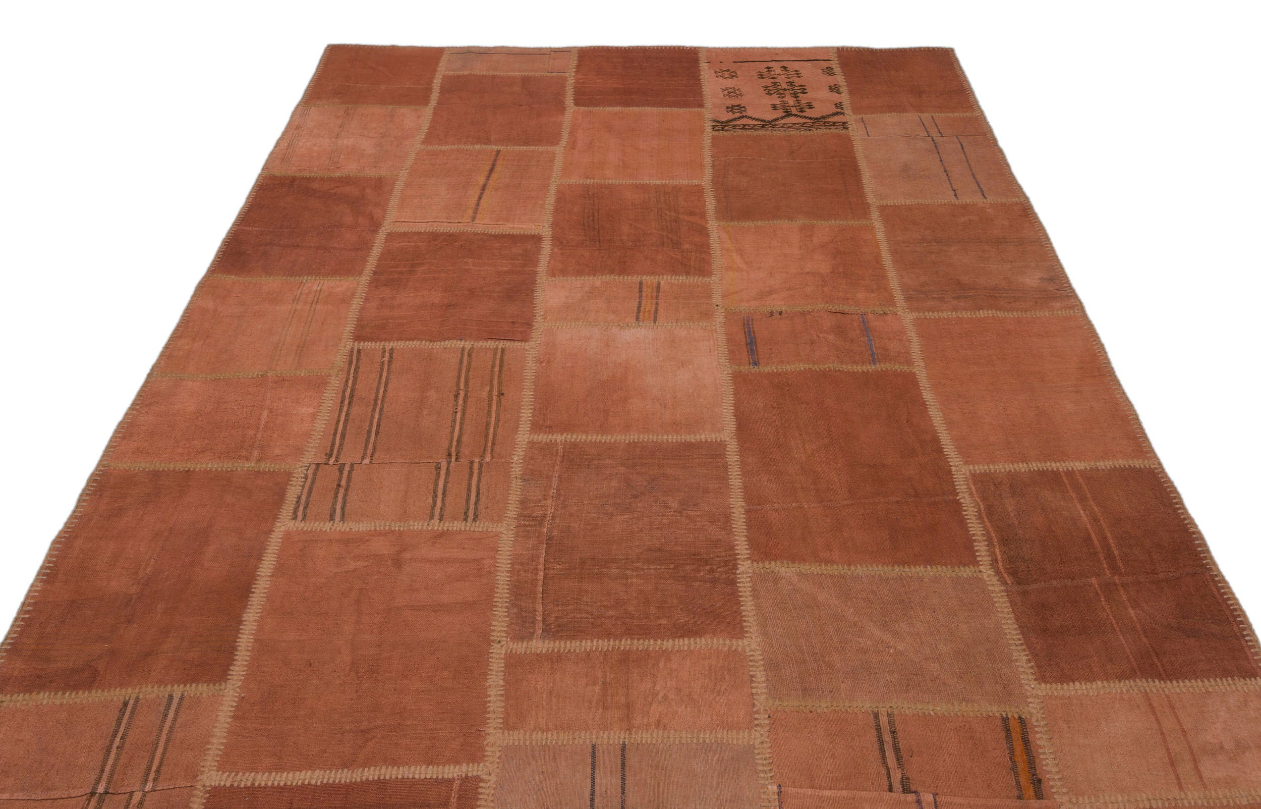 Bungalow Rose Teselya Orange Patchwork Wool Handmade Area Rug - Wayfair ...