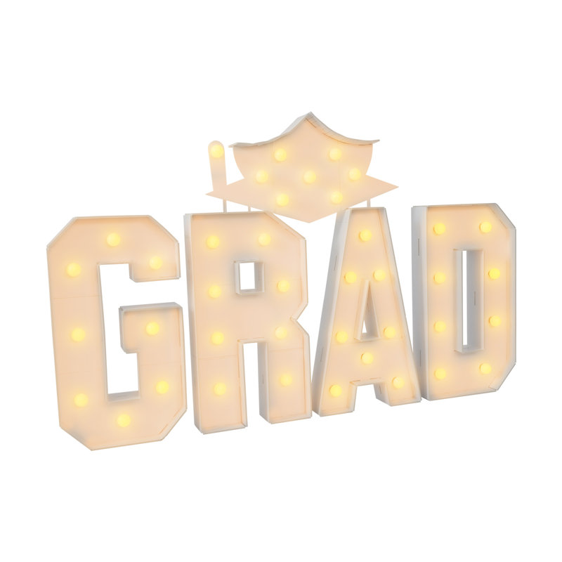 The Holiday Aisle® GRAD Lighted Sign For Graduation Decorations | Wayfair