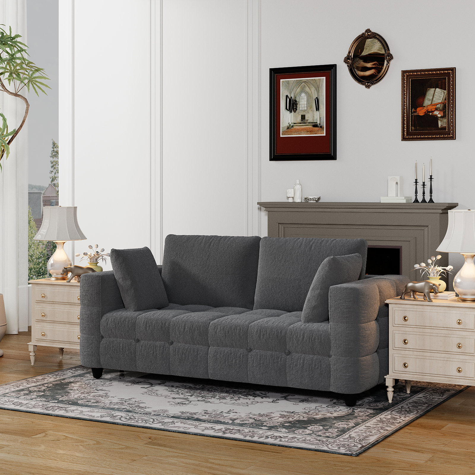 Hokku Designs 77.16" Grey Couch, Loveseat Sofa, Couches for Living Room ...