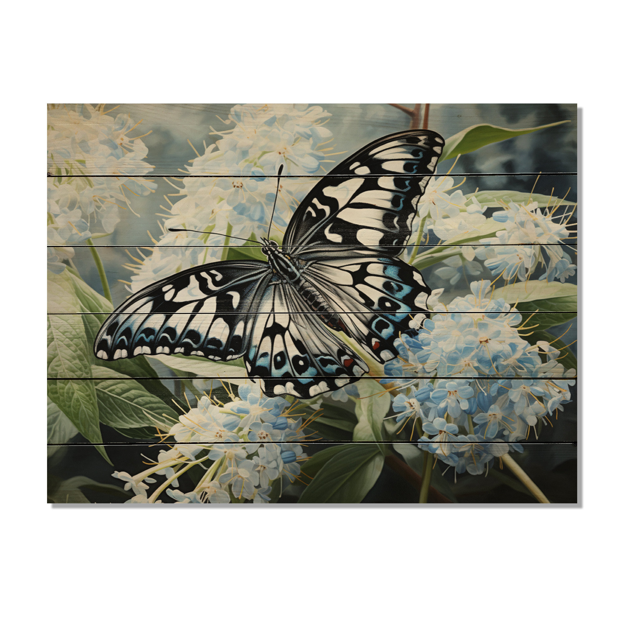 Rosalind Wheeler Latevia Blue Black Butterfly Haven I On Wood Print ...