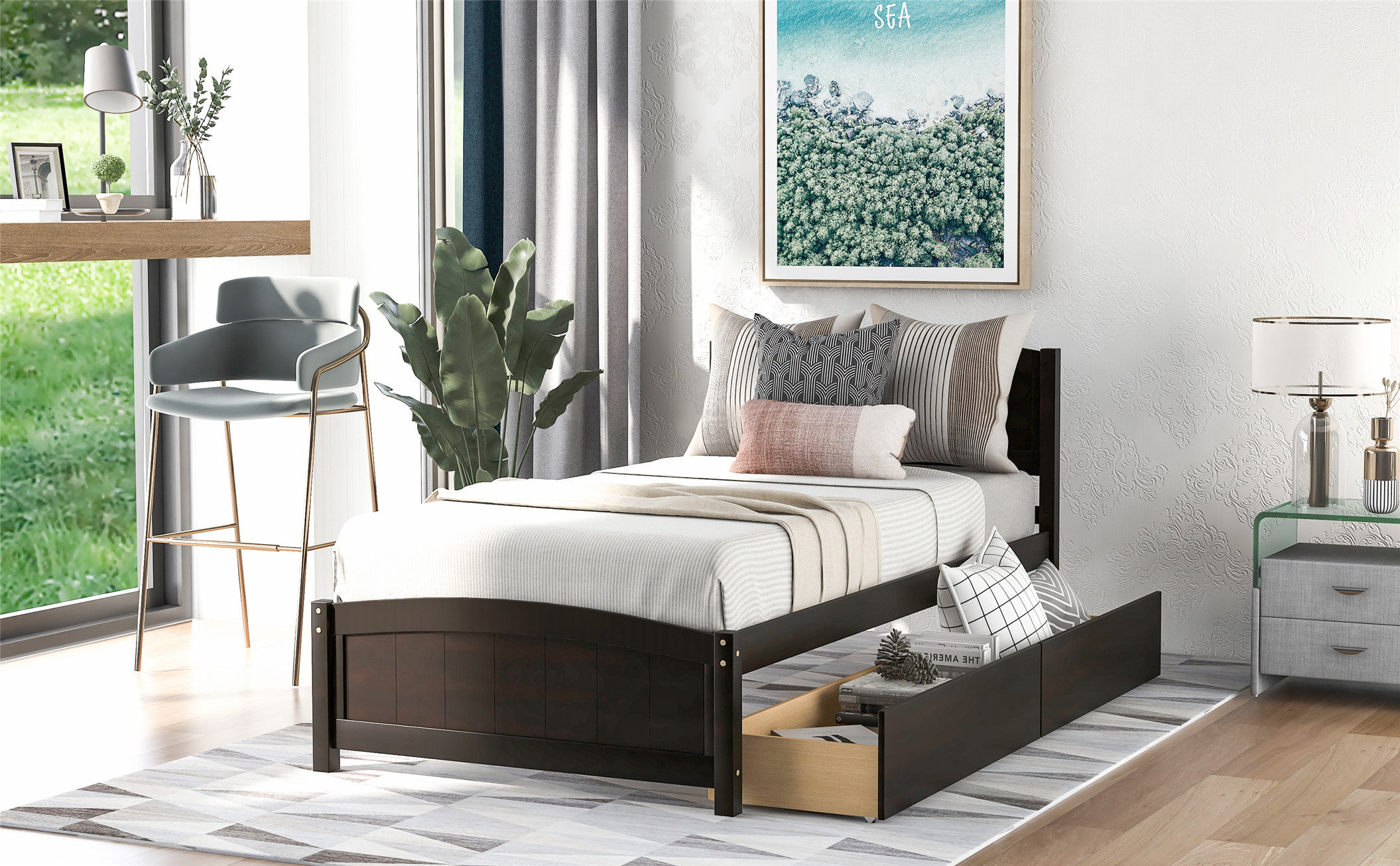 Lark Manor™ Minimalistic Platform Bed with Drawers for Stylish Bedroom ...