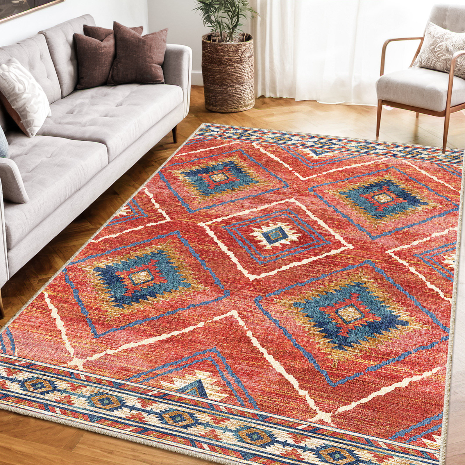 Union Rustic Area Rugs Indoor Non-Slip Carpet for Living Room Bedroom ...