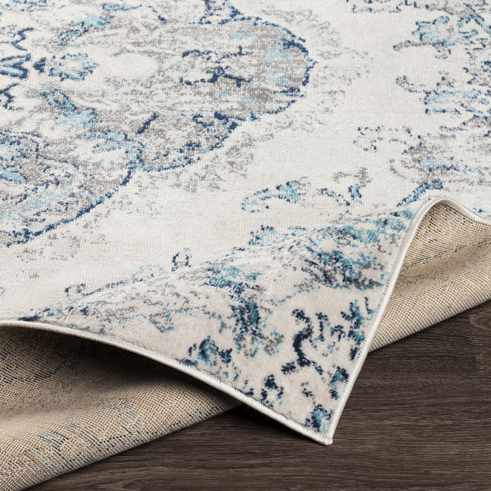 Bungalow Rose Spicewood Cream/Blue Rug & Reviews | Wayfair