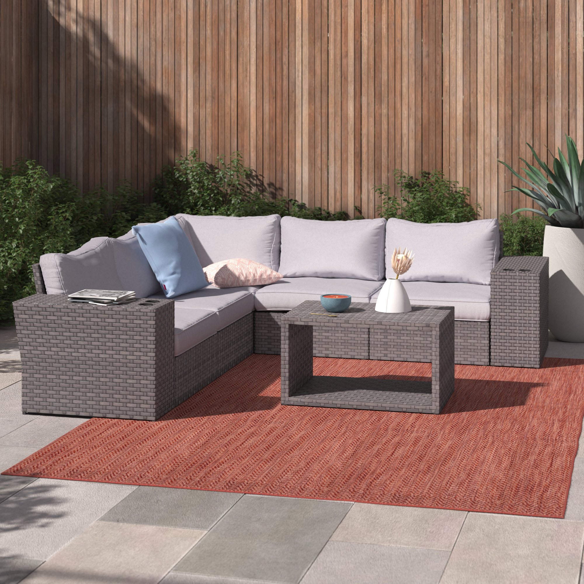 Mercury Row® Annia Fully Assembled 4 - Person Seating Group with ...