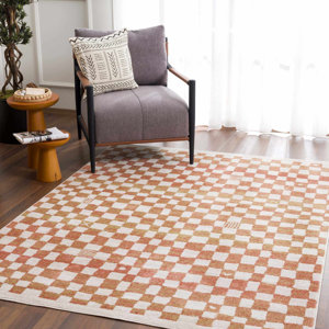 Bungalow Rose Briawood Checkered Beige Area Rug & Reviews | Wayfair