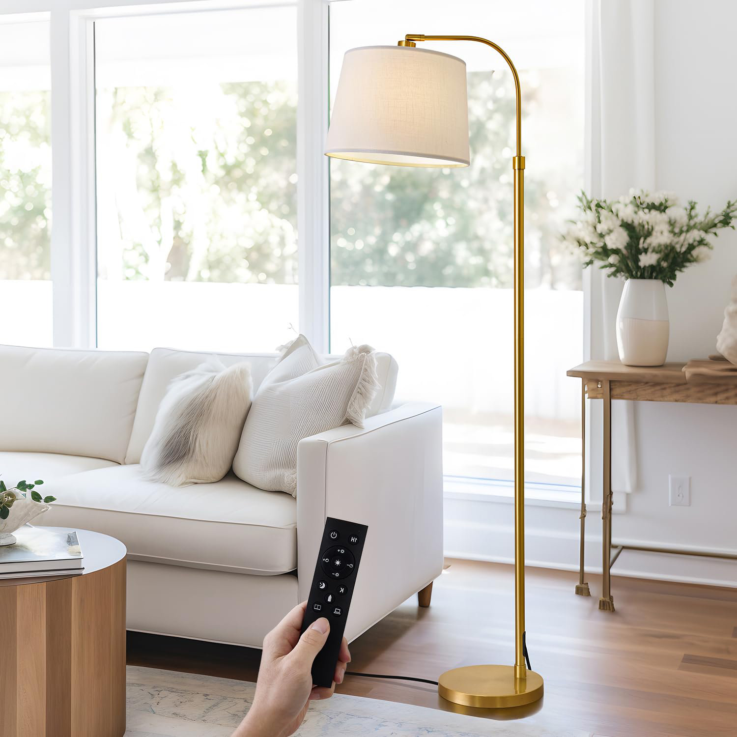 Mercer41 Modern Gold-Remote Floor Lamp: Stylish, Adjustable, And Stable ...