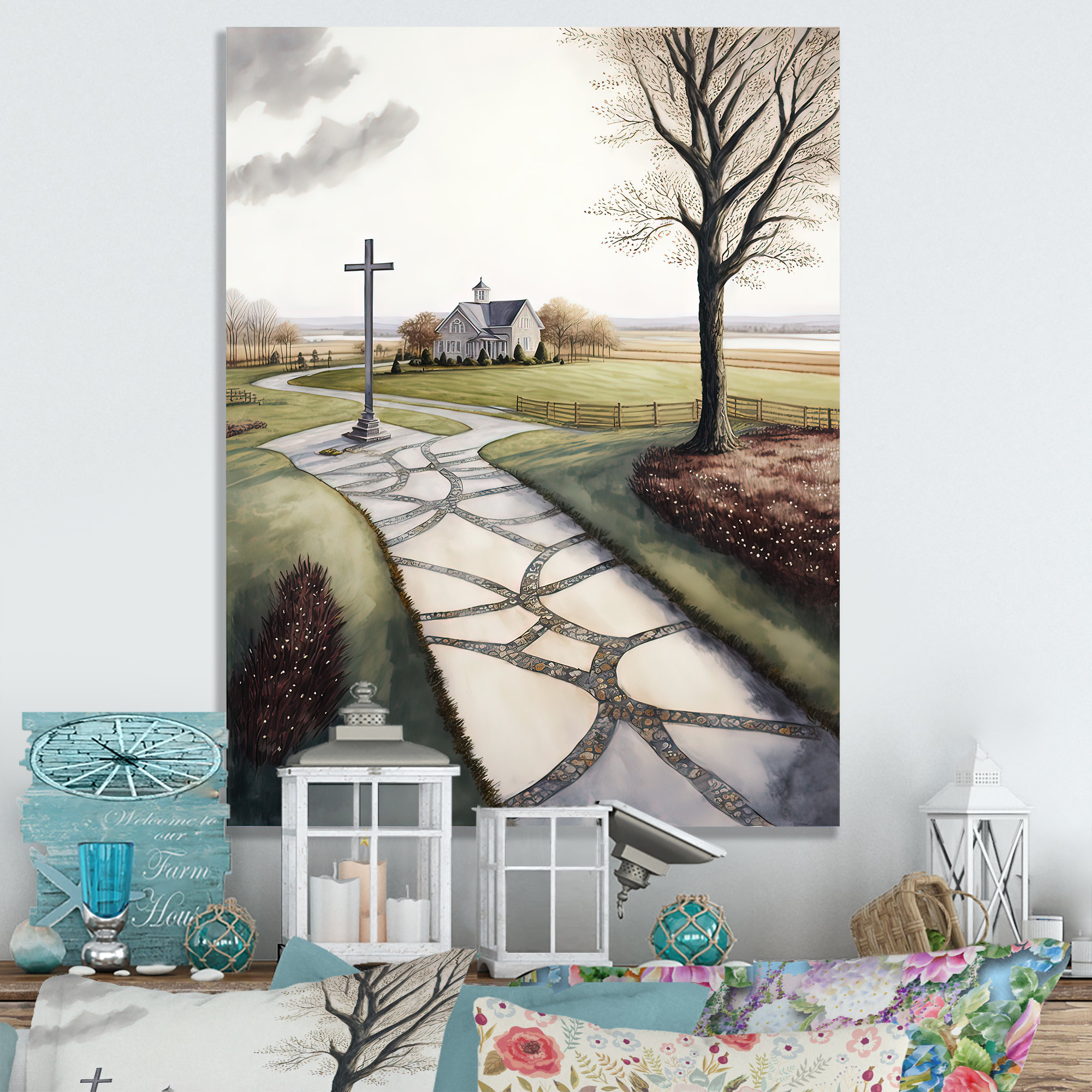Red Barrel Studio® Winding Path to Church II - Print on Canvas | Wayfair