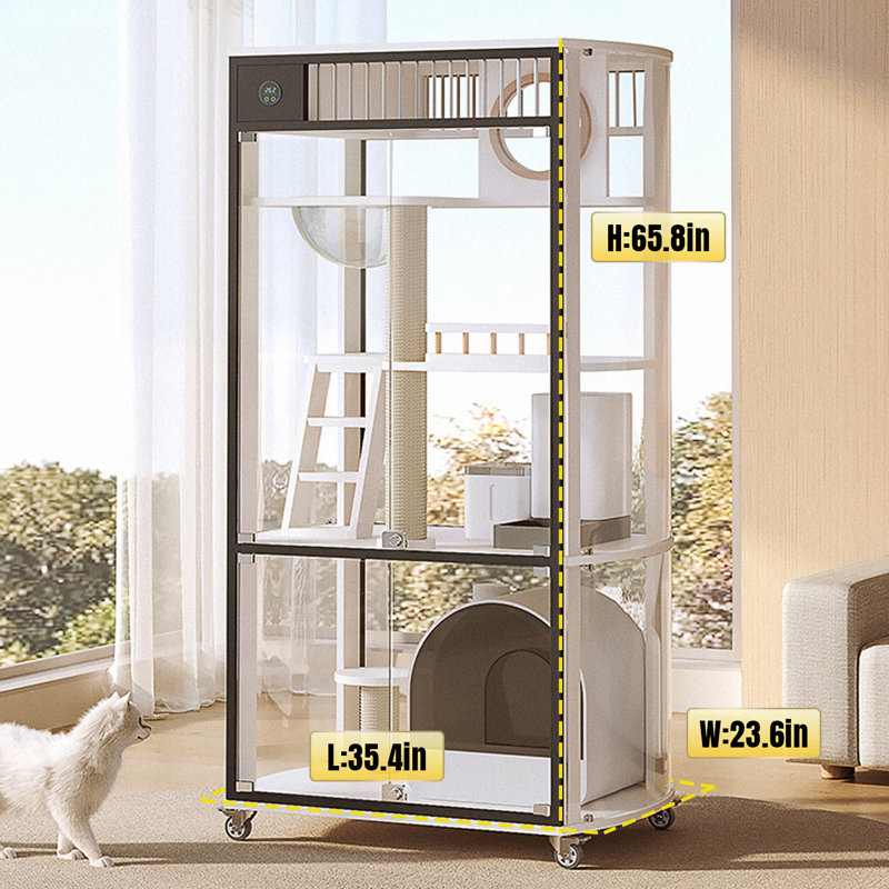 KZLAA 65.8"H Panoramic glass cat cage | Wayfair