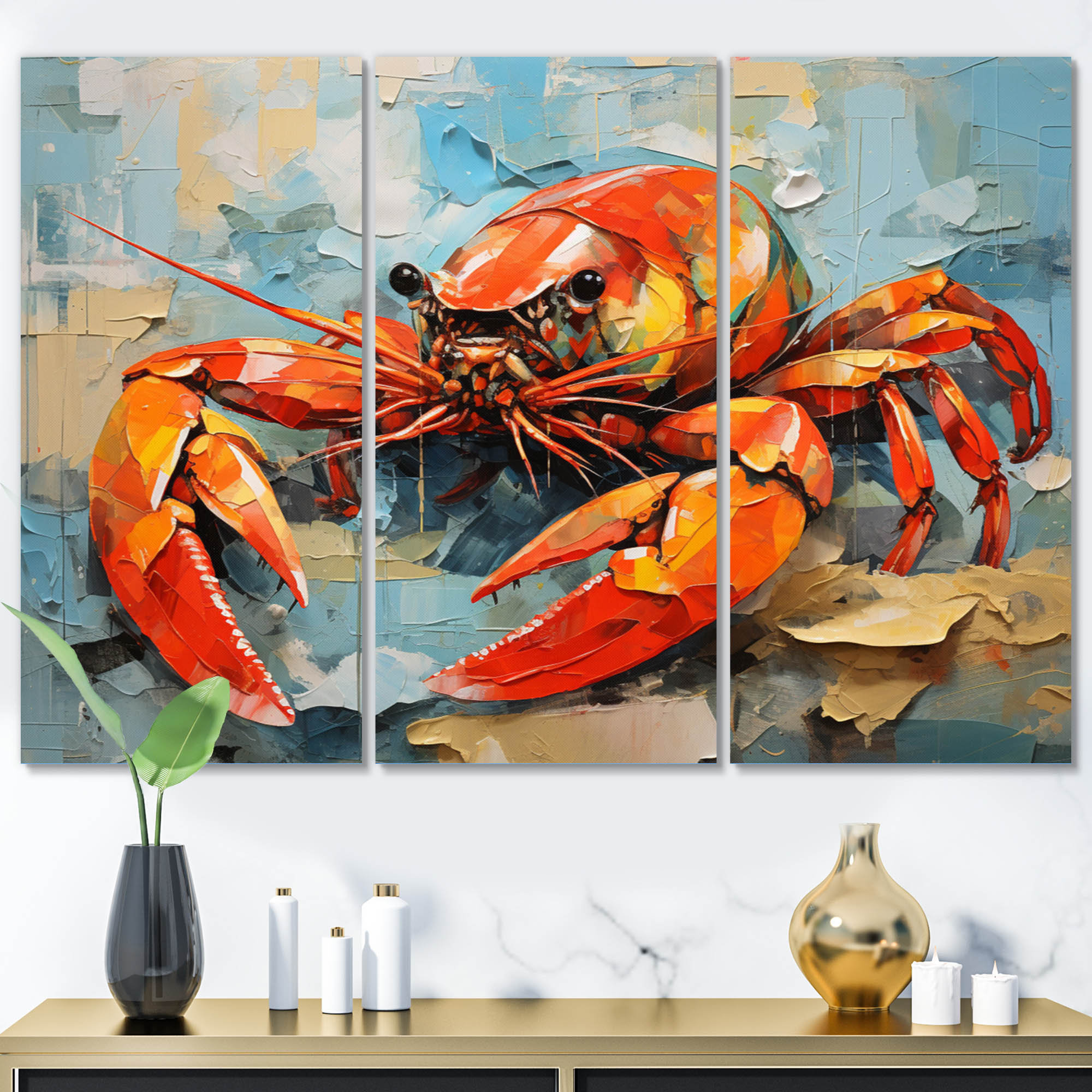 Design Art Crayfish Creek Dweller Collage - Animals Metal Wall Art ...
