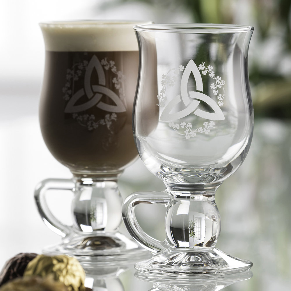 Galway Crystal Trinity Knot Shamrock Latte Pair | Wayfair