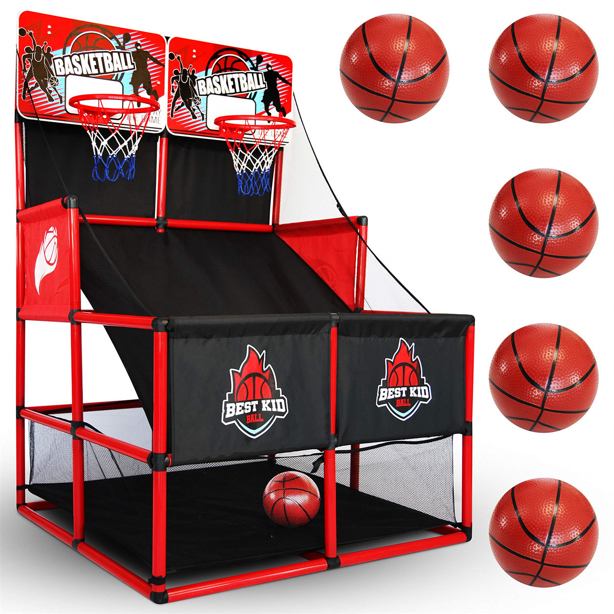 Phantoscope Basketball Hoop Double Shot System Arcade Game Set: Indoor ...