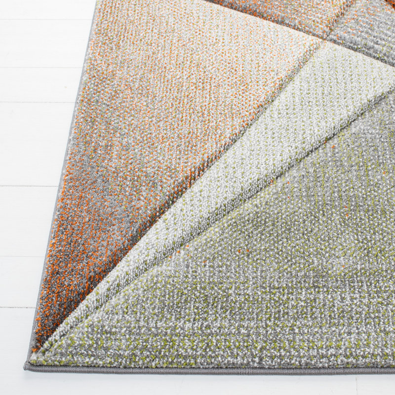 Orren Ellis Tontogany Performance Gray/Orange Rug & Reviews | Wayfair