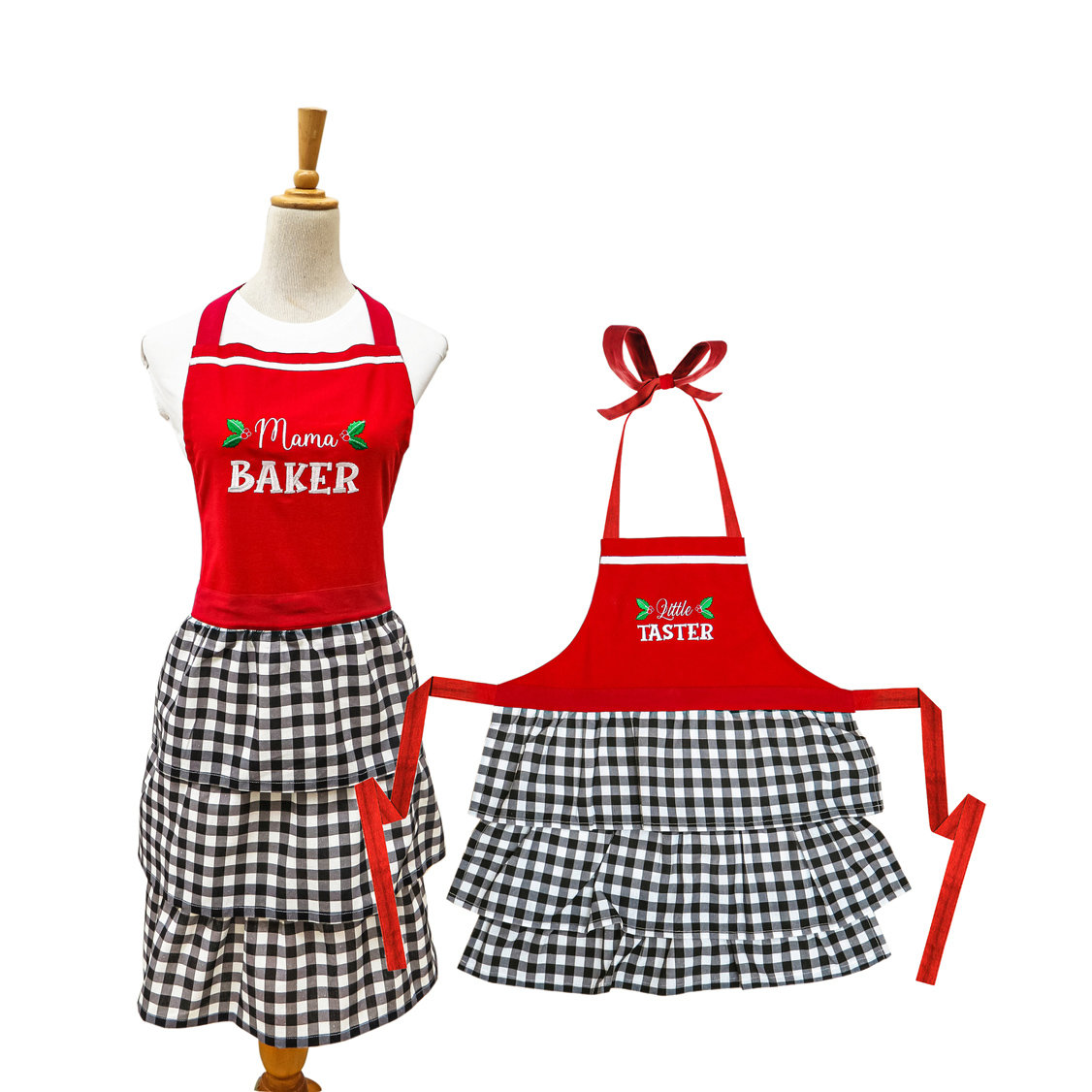 The Holiday Aisle® Christmas Checkered Apron Sets | Wayfair