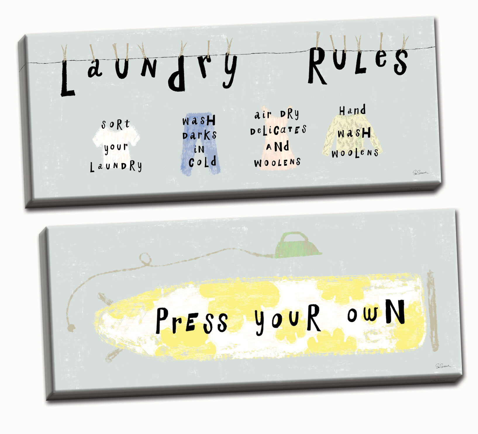 Winston Porter 'Laundry Rules I & II' 2 Piece Textual Art Set | Wayfair