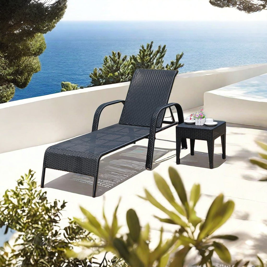 Hokku Designs Nurali Outdoor Wicker Chaise Lounge Set with Table | Wayfair