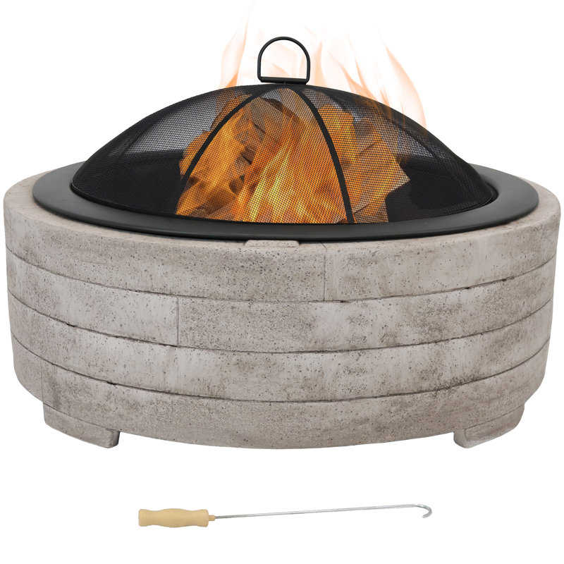 Loon Peak® Faynell Faux Stone Ring Concrete Wood Burning Fire Pit ...