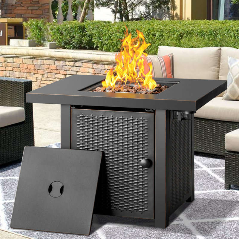 Latitude Run® 32''Lx 24 '' W Propane Outdoor Fire Pit Table With 2 ...