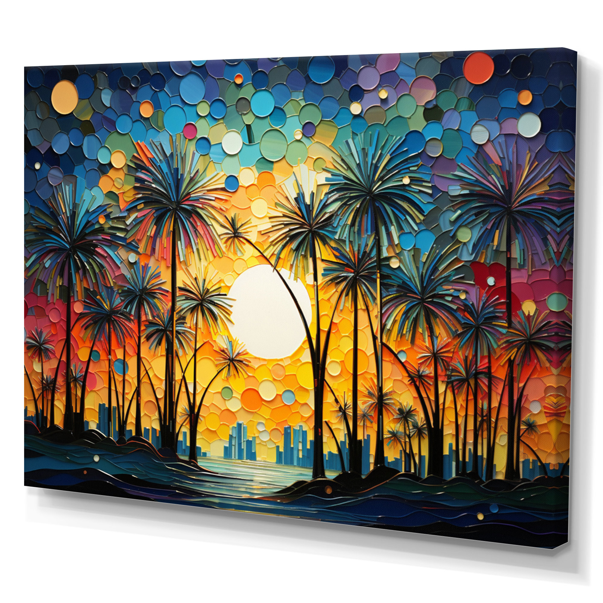 Red Barrel Studio® Colorful Palm Trees Collage I On Canvas Print | Wayfair