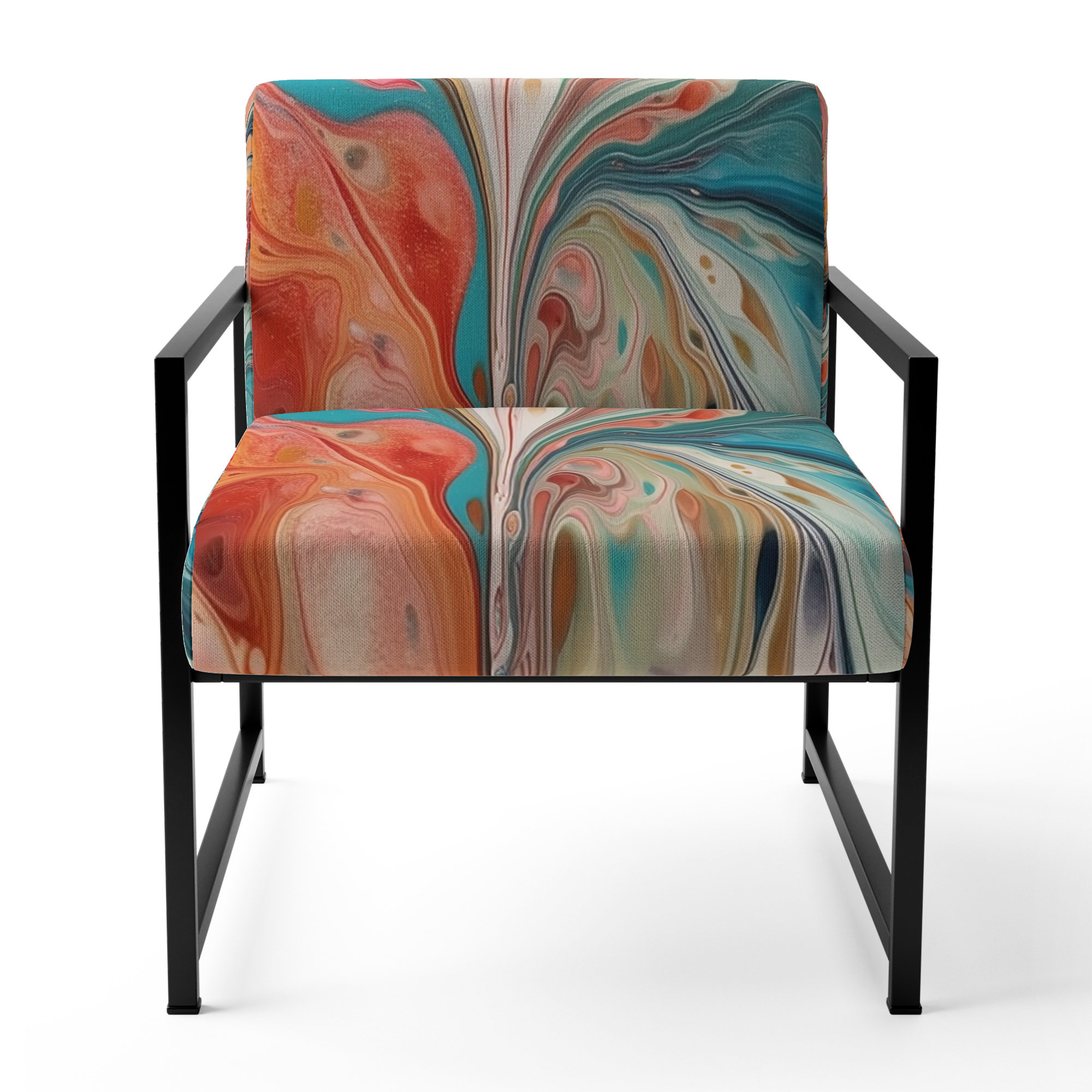 East Urban Home Teal Pink Marbled Whimsy III - Upholstered Abstract ...