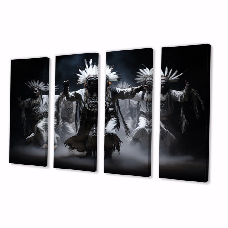 Union Rustic Native Art Dance Of Spirits On Canvas 4 Pieces Print ...