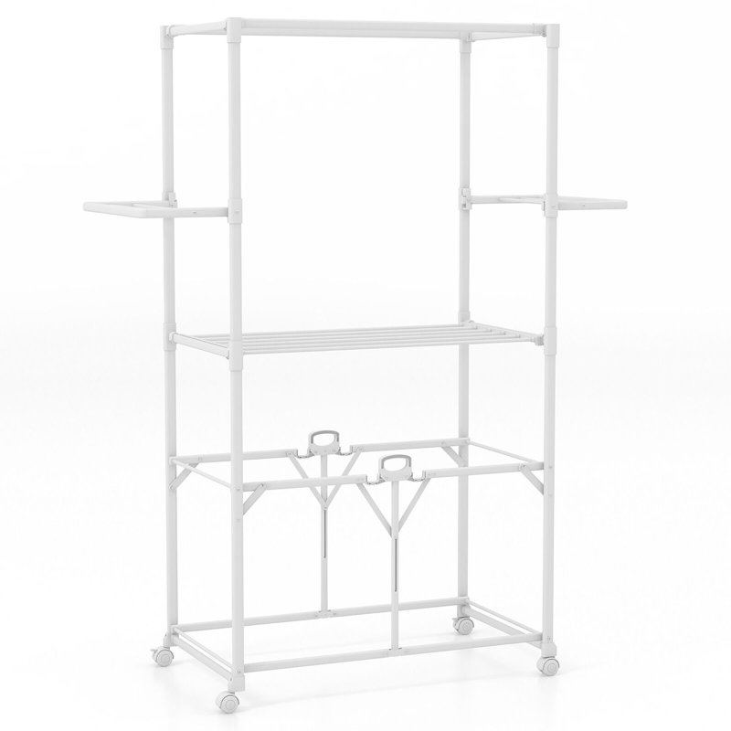 Gymax Collapsible Laundry Rack Foldable Clothes Drying Rack W/ Hanging ...