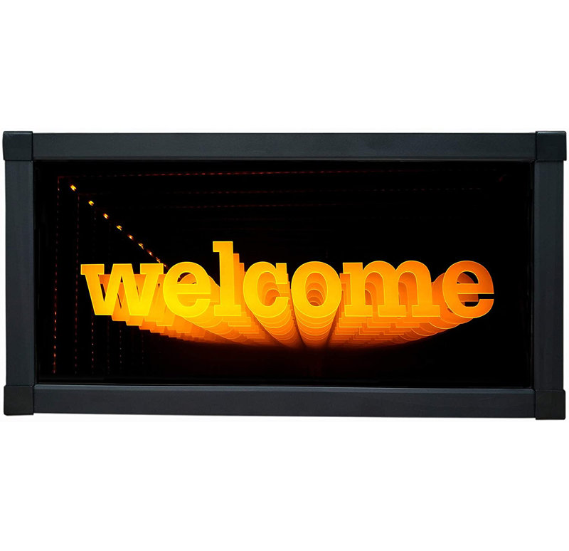 Latitude Run® Bright LED "Welcome" Sign Static Neon Light Tunnel Lamp ...
