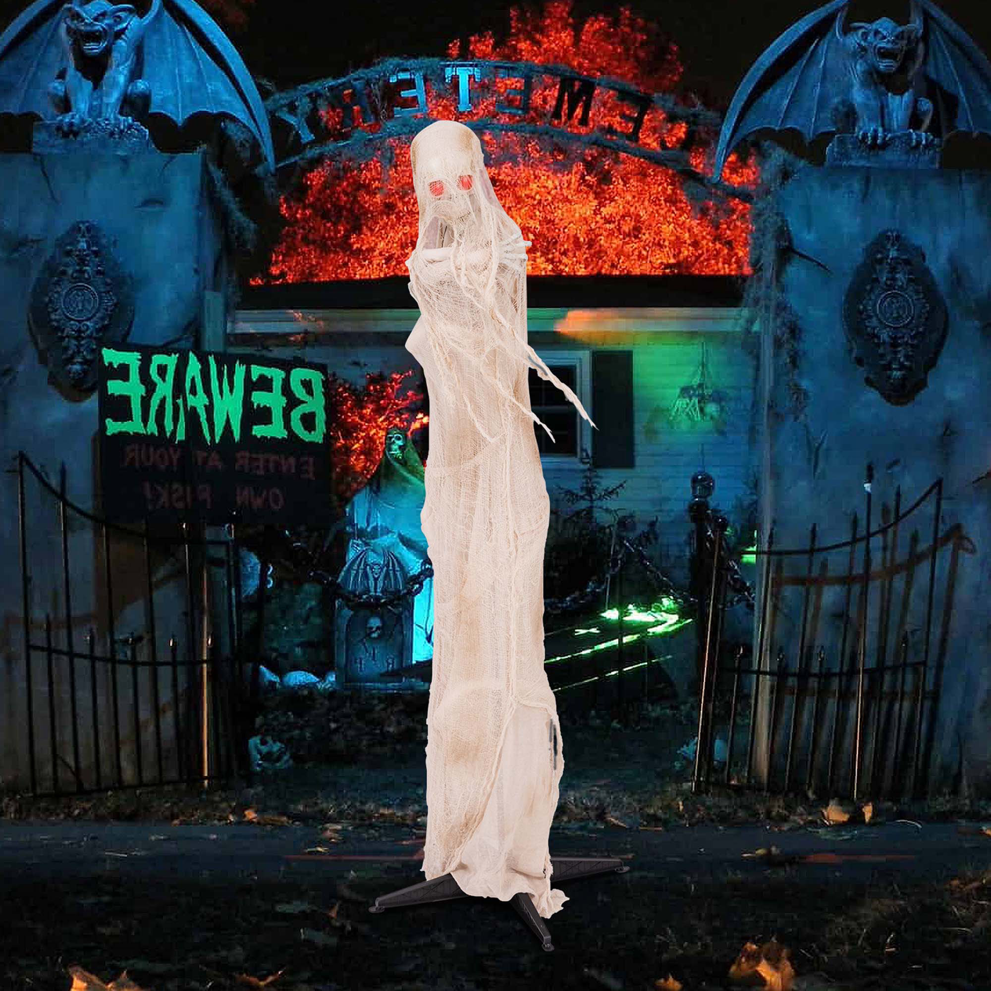 The Holiday Aisle® 6ft Halloween Animated Standing Mummy Life Size ...