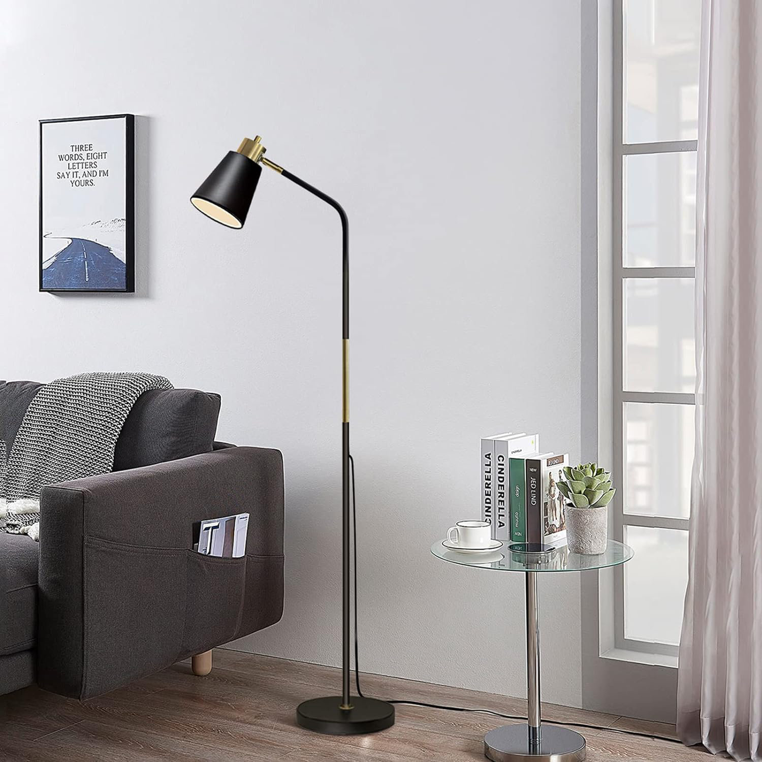 Mercer41 Natalja 57.48'' Black Task/Reading Floor Lamp | Wayfair