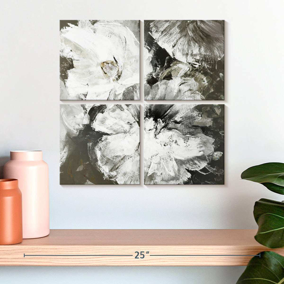 Wade Logan® Avery White And Gray Flowers | Wayfair