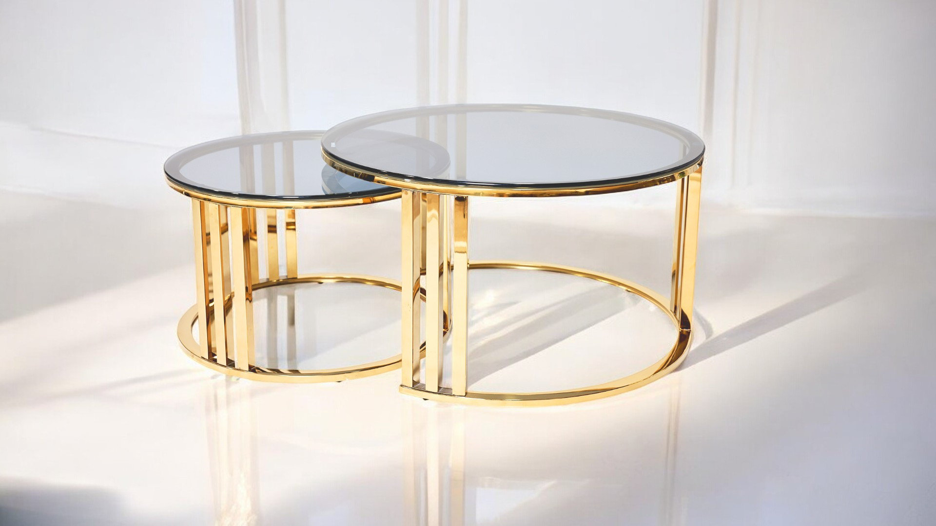 Ivy Bronx Luna Chrome Nesting Coffee Table Set | Wayfair.co.uk