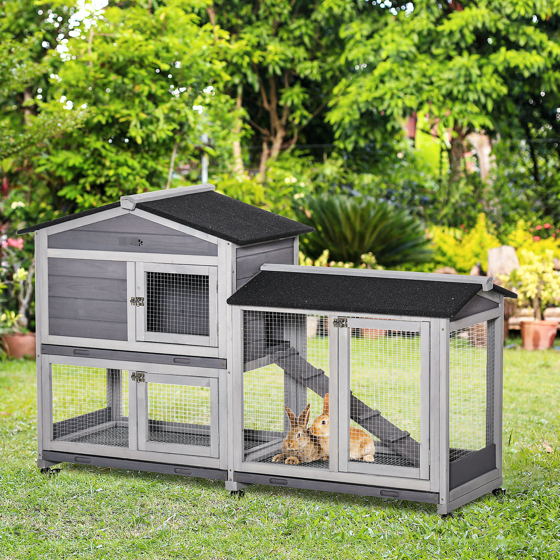 Tucker Murphy Pet™ 62" Wooden Rabbit With Run Box, No Leak Tray And ...