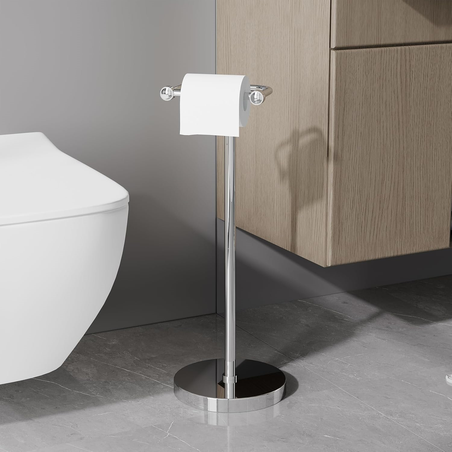 Rebrilliant Chrome Toilet Paper Holder Stand,Post Pivoting Design And ...
