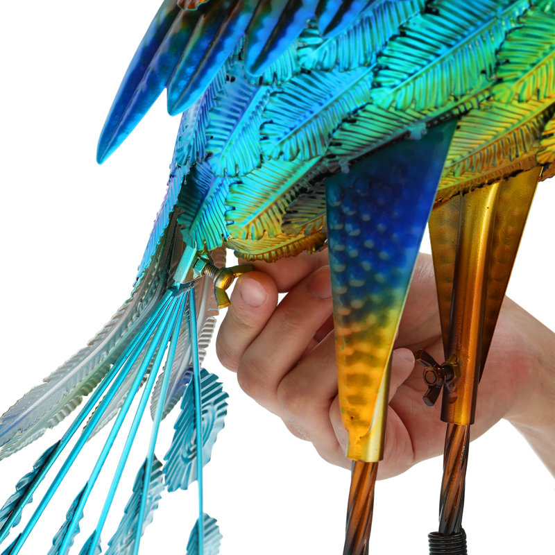 Dakota Fields 32" Tall Metal Standing Peacock Decor Garden Statue ...