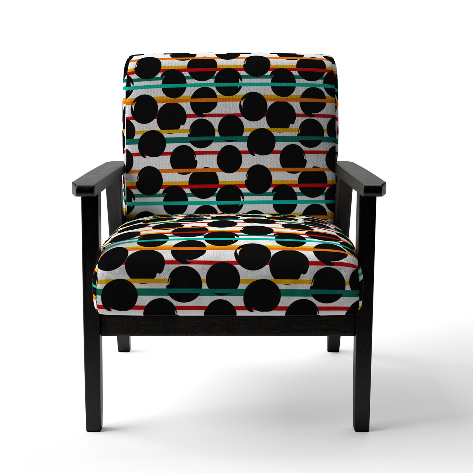 Orren Ellis Black Circle Dots - Upholstered Patterned Accent Arm Chair ...