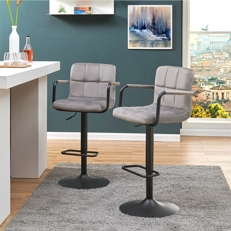 Latitude Run® Amjed Swivel Upholstered Adjustable Height Counter Stool ...