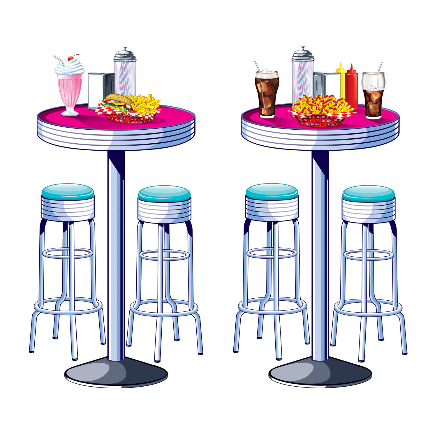 The Party Aisle™ 2 Piece Soda Shop Tables and Stools & Reviews | Wayfair