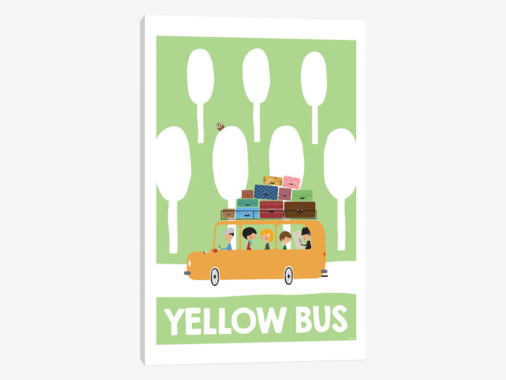 East Urban Home 'Yellow Bus' Graphic Art on Canvas | Wayfair