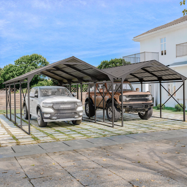 Haxvin Galvanized Steel Carport With Reinforced Frame, Waterproof Gable ...