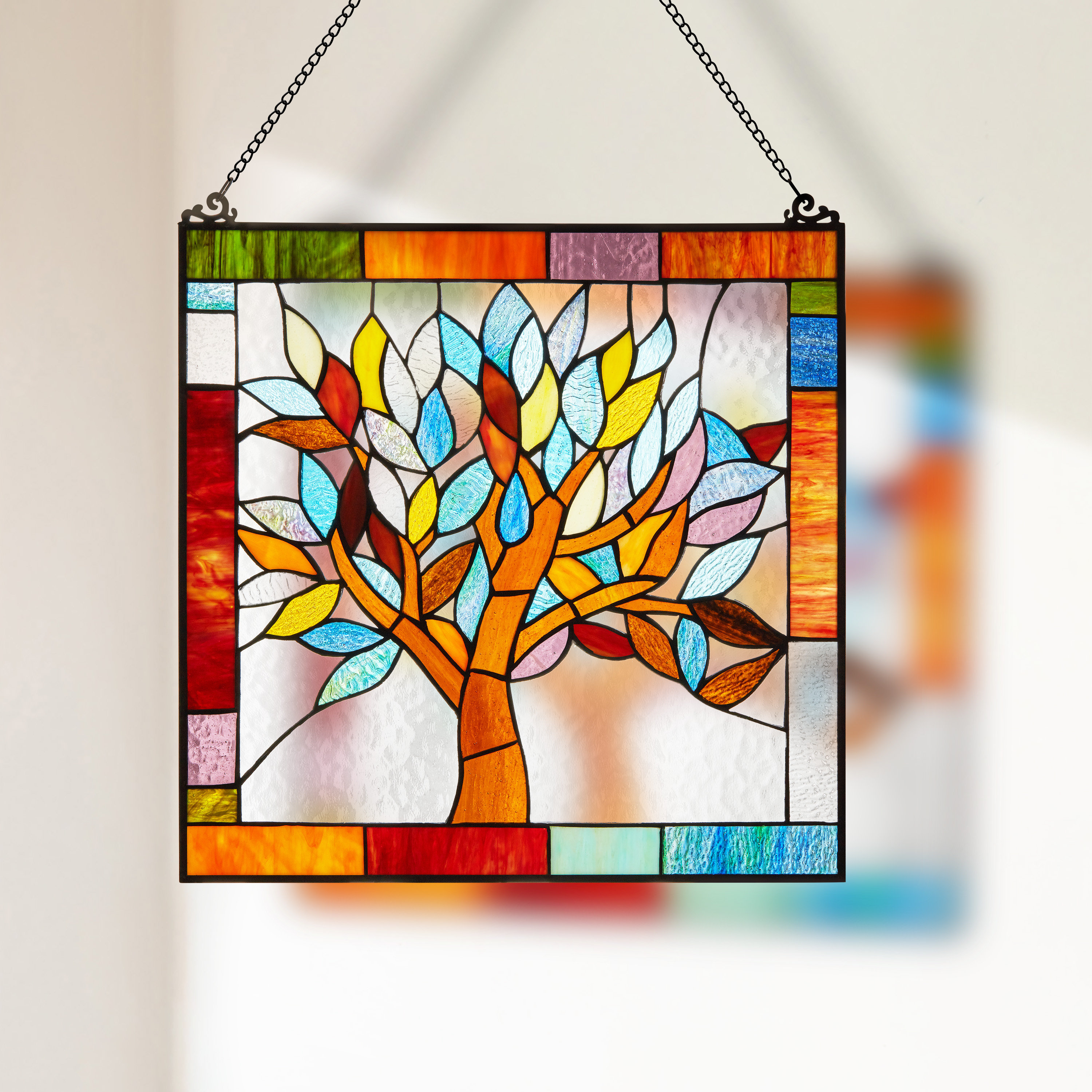 Fleur De Lis Living 18"H Tiffany Style-Stained Glass Mystical Tree ...