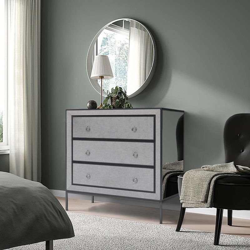 Ivy Bronx Jannike Mirrored 3-Drawer Dresser | Wayfair
