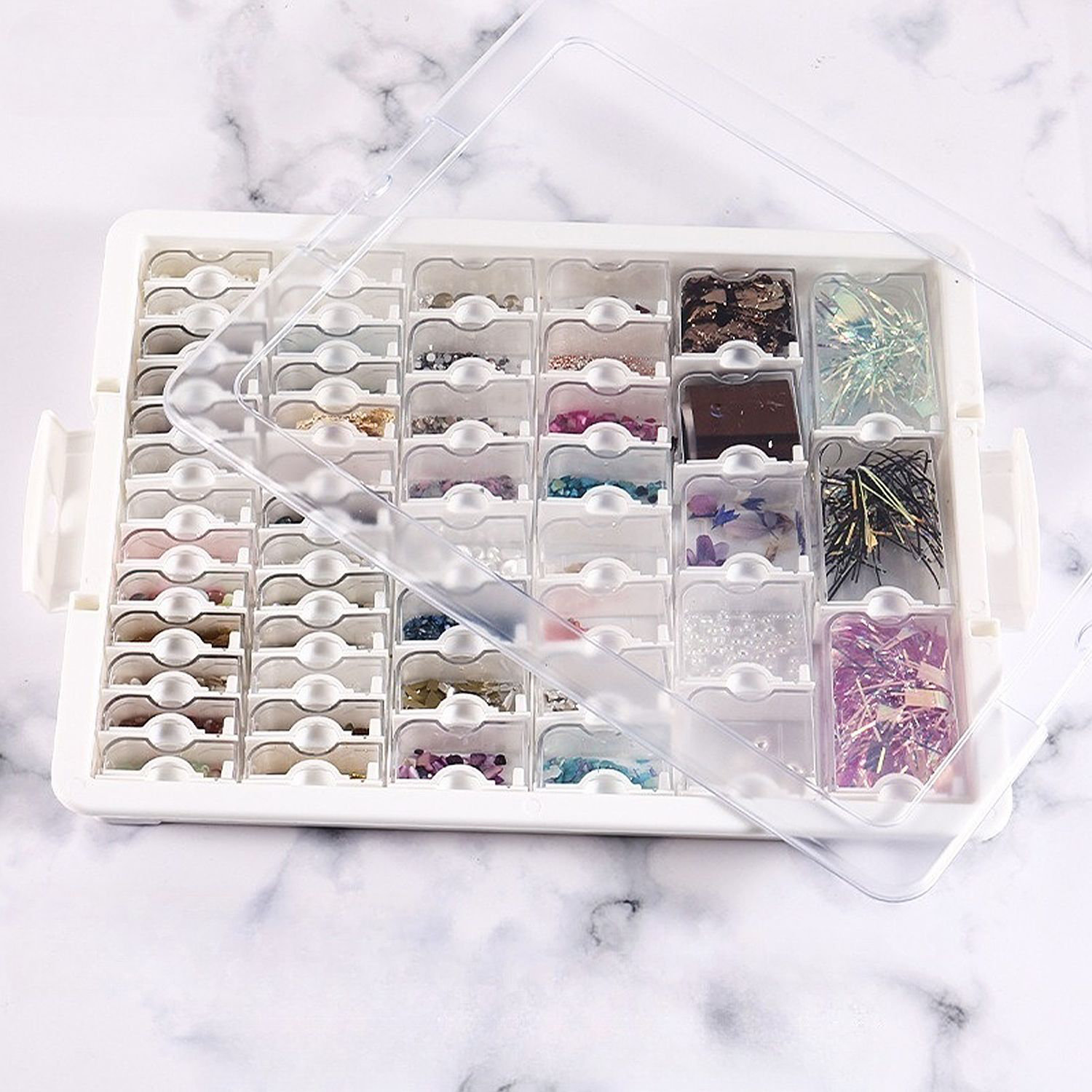 George Oliver 50 Grids Clear Plastic Bead Organizer Small Items Storage ...
