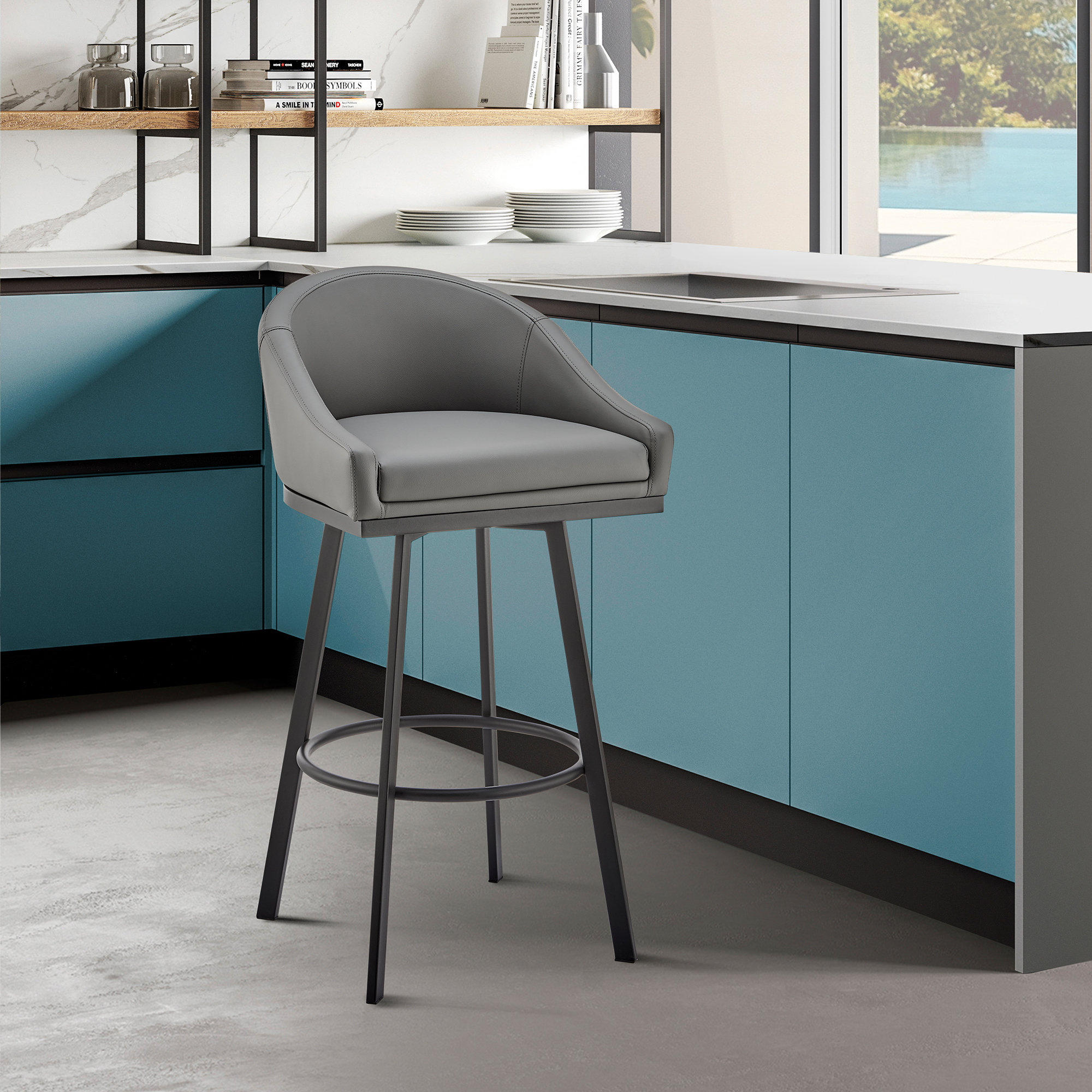 Orren Ellis Lamarion Modern Swivel Counter or Bar Height Bar Stool with ...