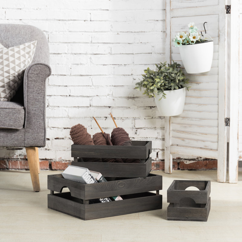 Millwood Pines 3 Piece Solid Wood Crate Set | Wayfair