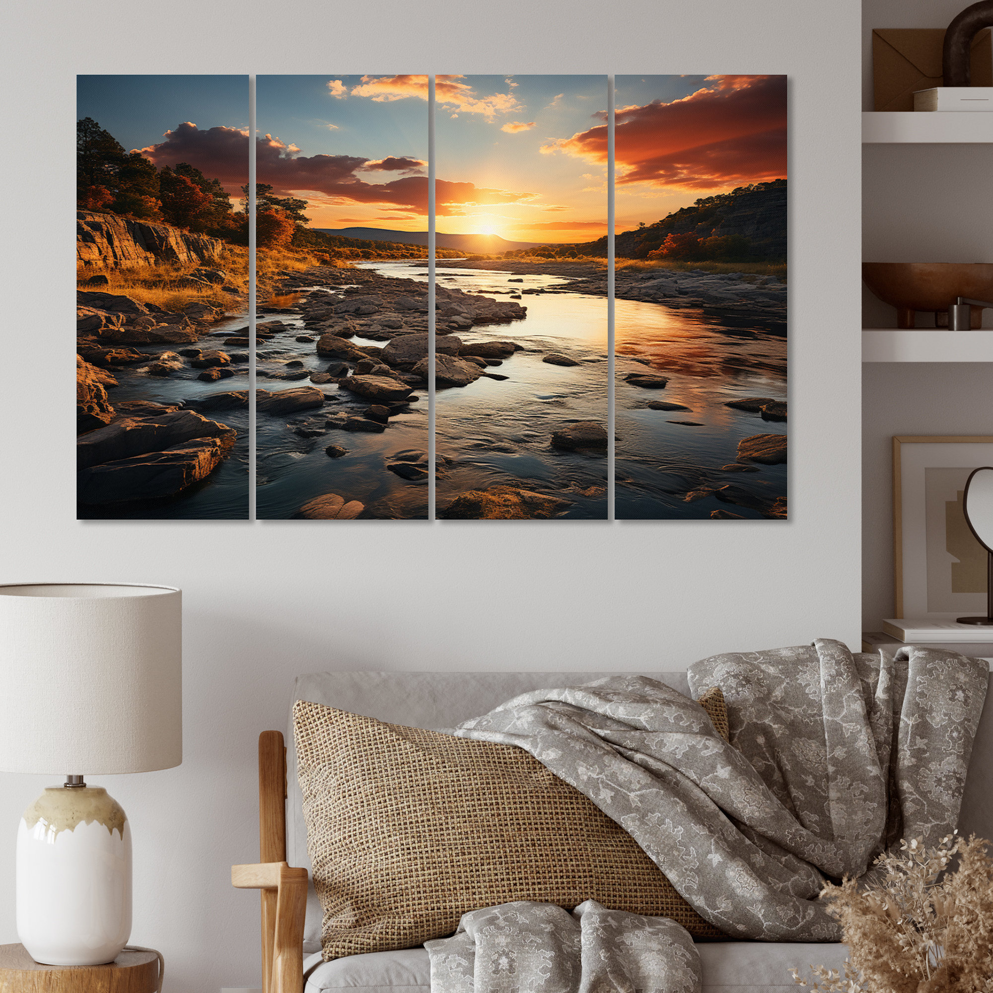 Millwood Pines Pennsylvania Sunset Landscape On Canvas 4 Pieces Print ...