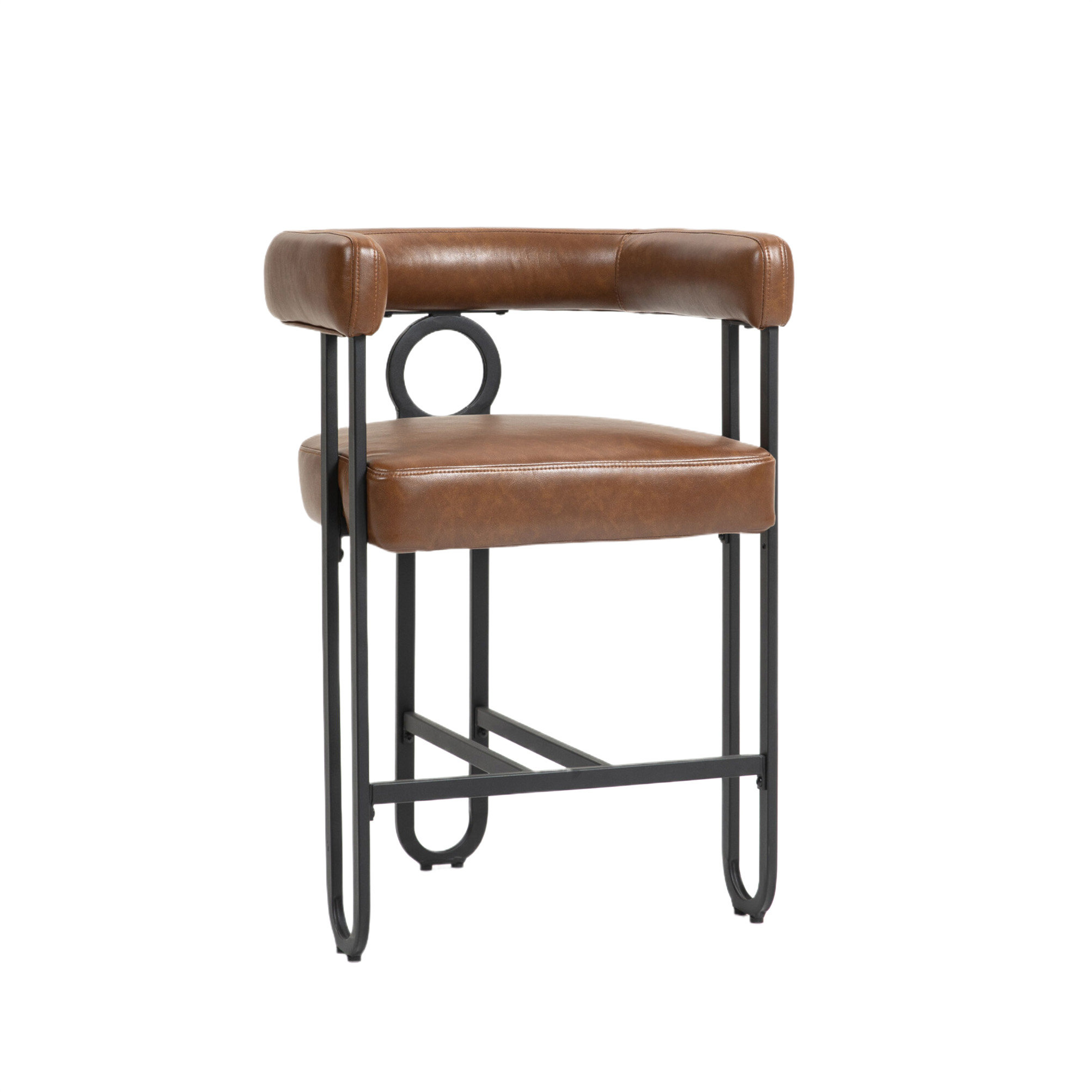 17 Stories Bar Stools Set Of 1, Modern Bar Stool With Back, Black Metal ...