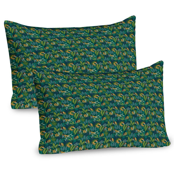 Ambesonne Wildlife Pillow Sham 2 Pack Girl in Jungle Leopard 30"x20 ...