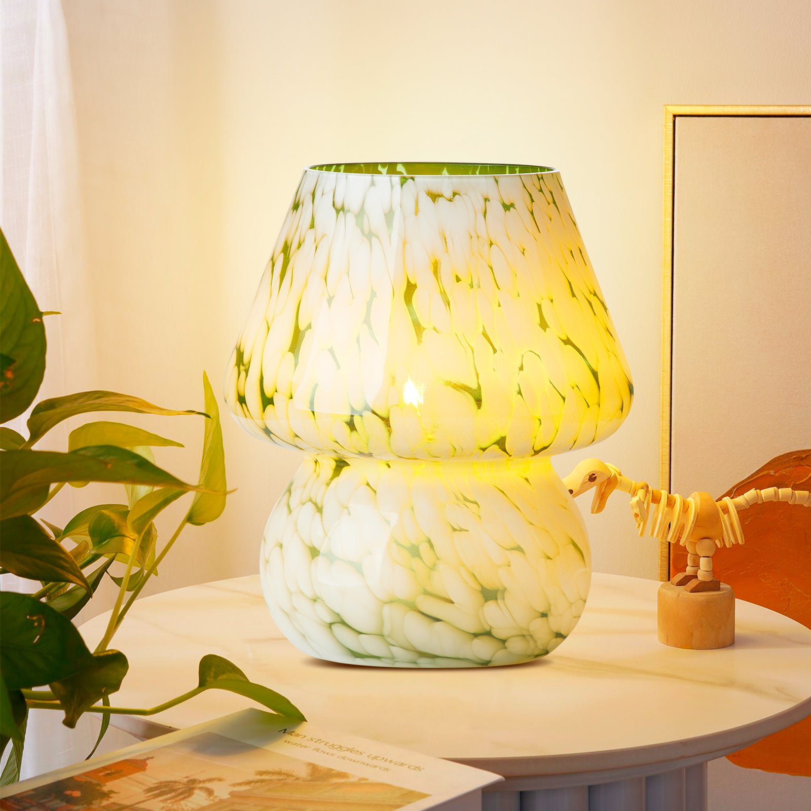 Wrought Studio™ All-in-one Art Glass Table Lamp Nightlight Bedside ...